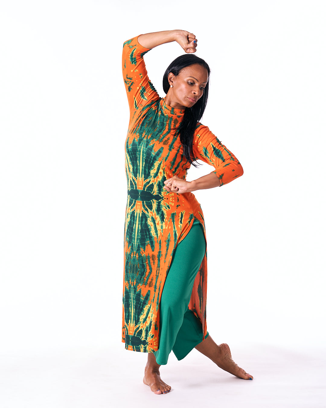 Modern Tunic + Pants Set (2-Piece) – Orange & Green Batik Print | Chri ...